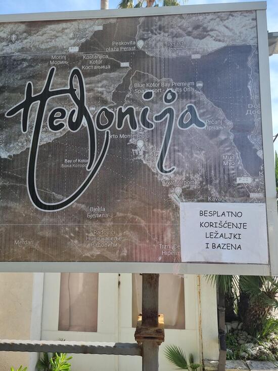 Menu au Hedonija Restoran restaurant, Herceg Novi