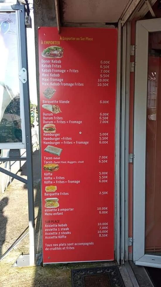 Menu at Kebab 39 restaurant, Mont-sous-Vaudrey