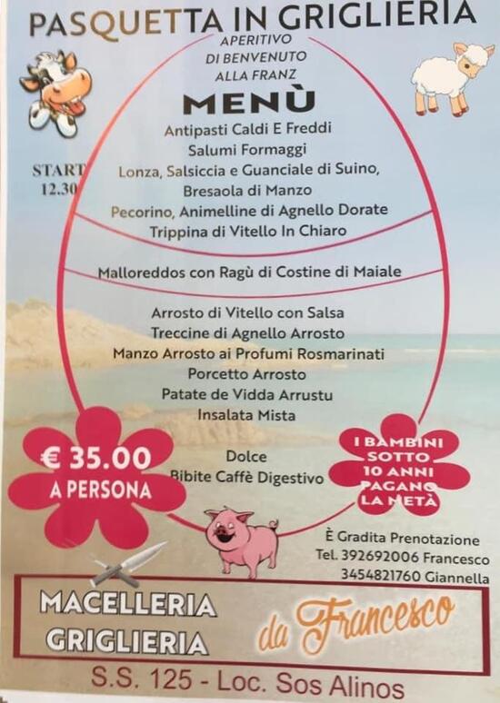Carta del restaurante Macelleria Griglieria Francesco Chisu, Sos Alinos
