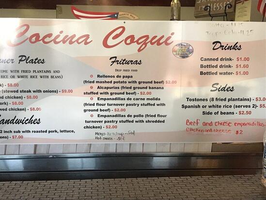 Menu at La Cocina Coqui restaurant, Erie