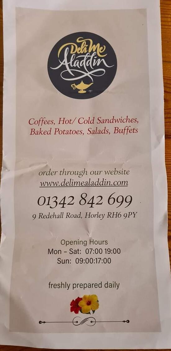 Deli Me Aladdin in Horley - Restaurant menu and reviews