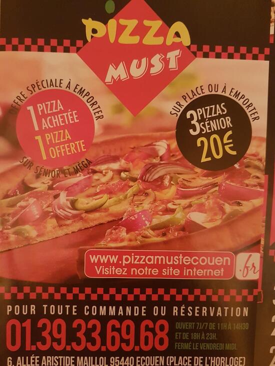 Menu at Pizza Must pizzeria, Écouen