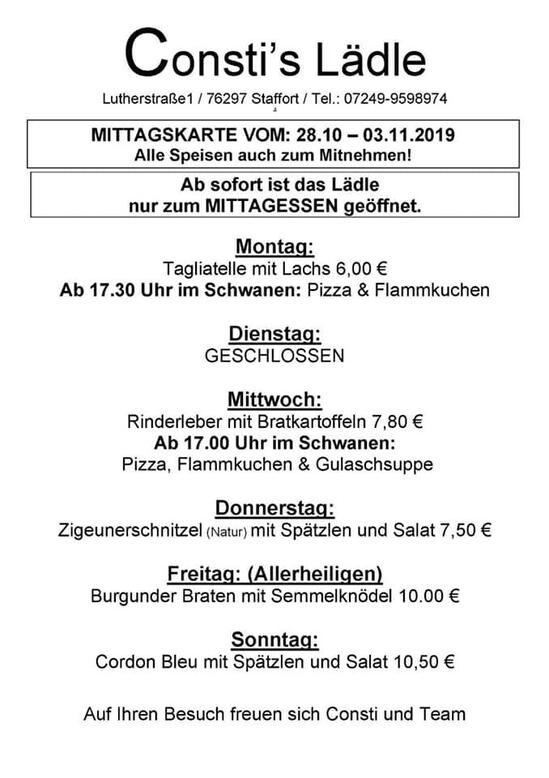 Carta de Consti’s Gasthaus zum Schwanen/Pizzalädle, Stutensee