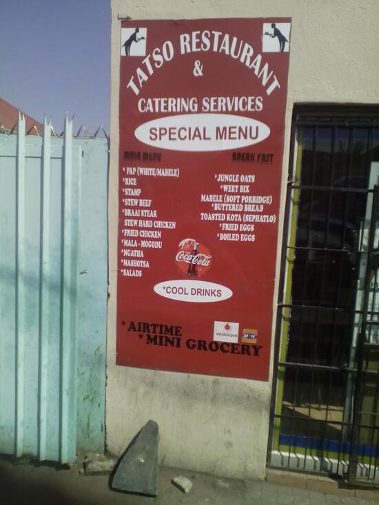Menu at Tatso Restaurant, Polokwane