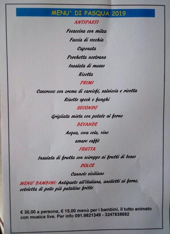 Menu da A Facci R'immiriusi Ristorante E Pizzeria, Palermo