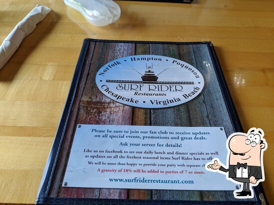 Menu at Surf Rider Restaurant, Virginia Beach, Oceana Blvd