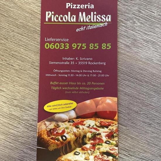 Speisekarte von Piccola Melissa pizza, Rockenberg