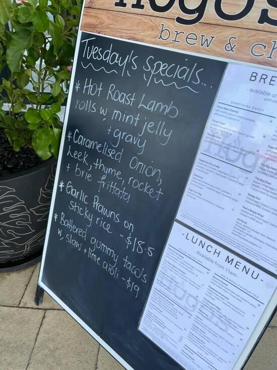 Menu at Hugo's Brew and Chew pub & bar, Smithton