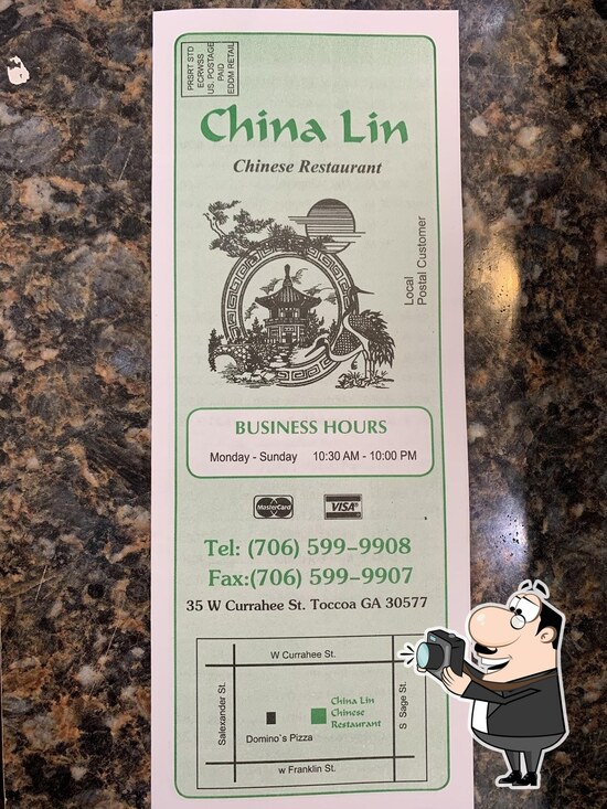 Menu at China Lin restaurant, Toccoa