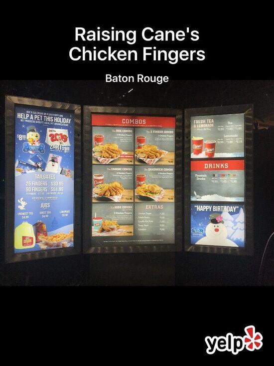 Menu at Raising Cane's Chicken Fingers fast food, Baton Rouge, Market St