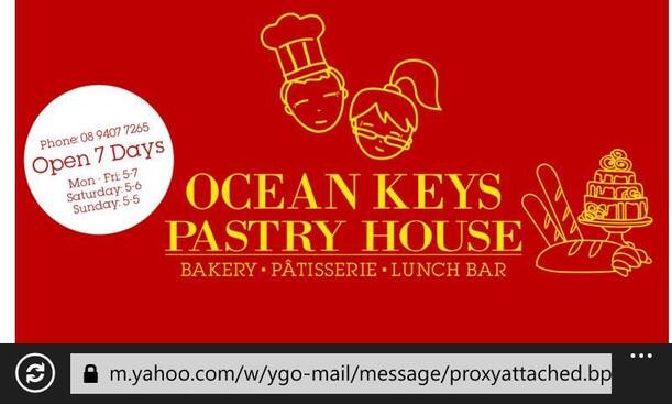 Menu at Ocean Key Pastry House restaurant, Clarkson
