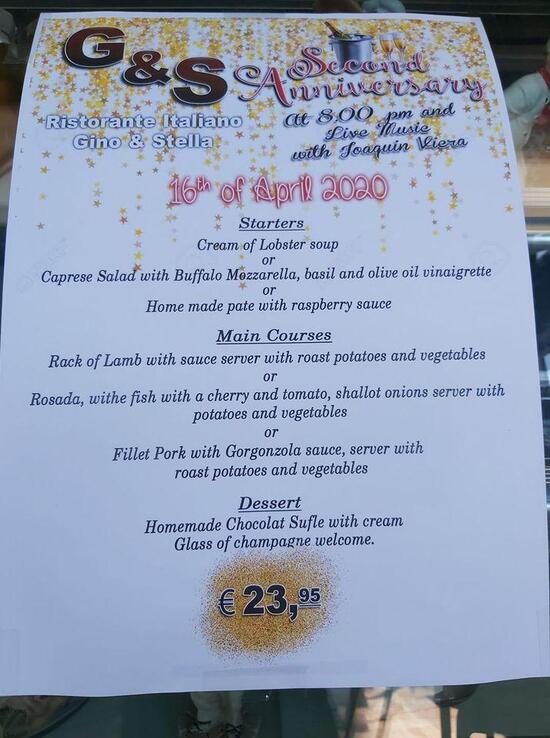 Menu at G & S Restaurant, Sitio de Calahonda