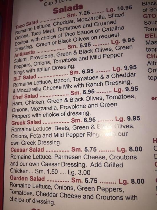 Menu at Classic Pizza pizzeria, Central Lake