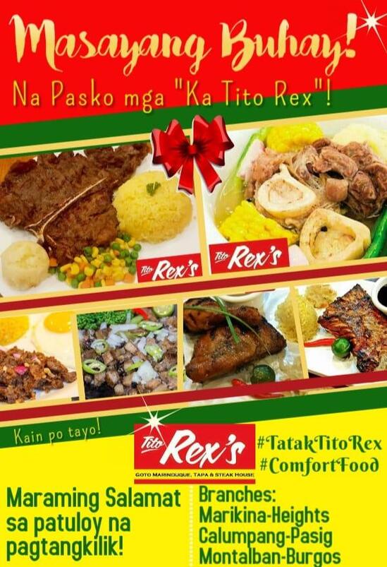 Carta de Tito Rex's Goto Marinduqueno and Steakhouse, Mariquina