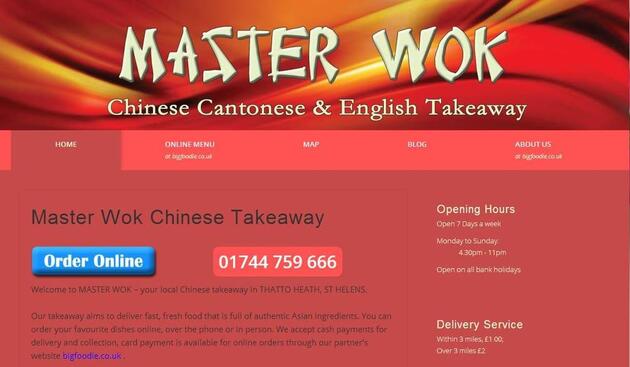 Menu at Master Wok restaurant, St Helens