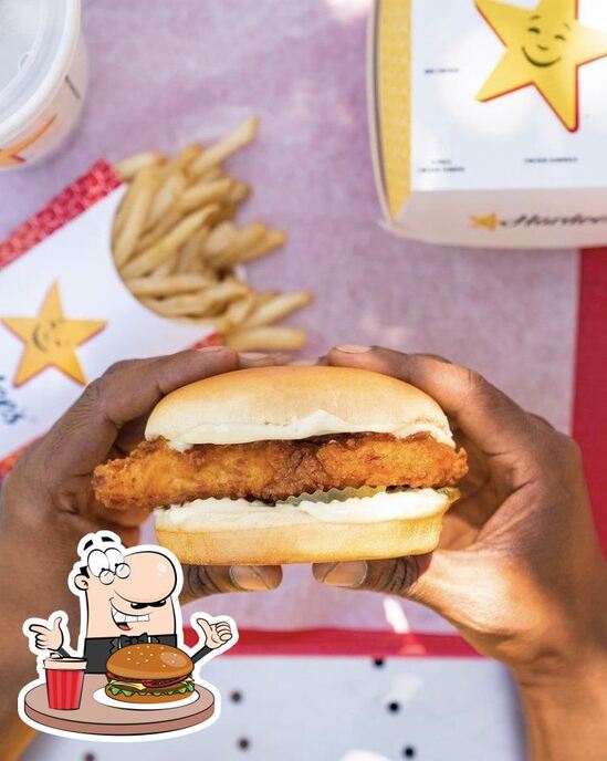 Menu at Hardee’s fast food, Paxton
