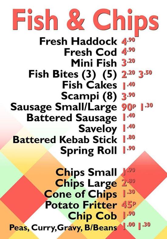 Menu at Andys’s Plaice-Go Greek Fish Bar-, Nottingham