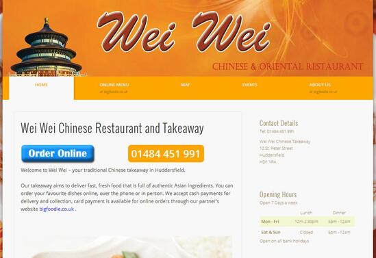 Menu at Wei Wei fast food, Huddersfield