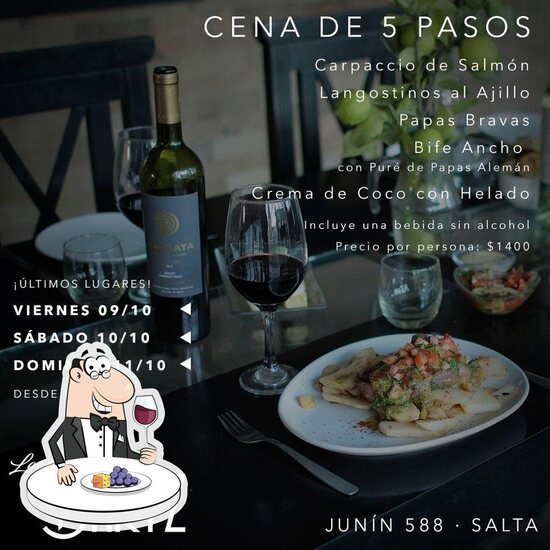 Menu at Bartz Restaurant, Salta