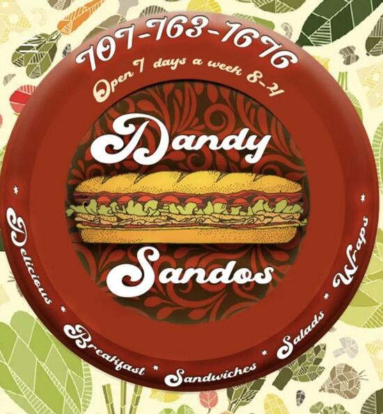 Menu at Dandy Sandos restaurant, Petaluma