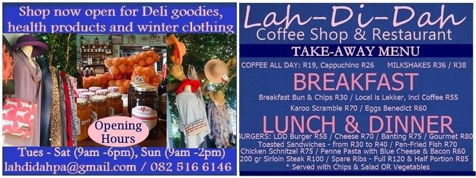 Lah-di-dah restaurant, Prince Albert - Restaurant menu and reviews