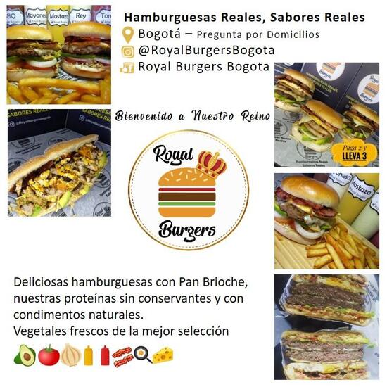 Menu at Royal Burgers restaurant, Bogotá