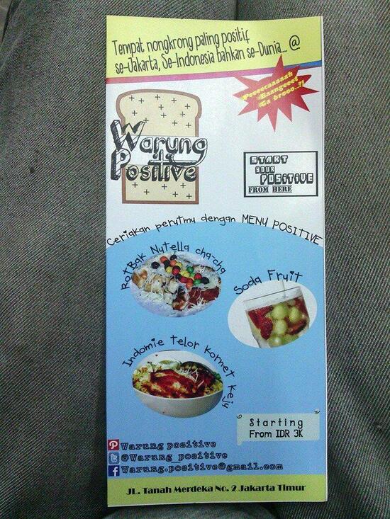 Menu at Warung Teteh restaurant, East Jakarta, Jl. Tanah Merdeka No.8