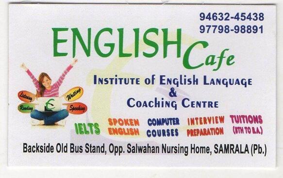Menu at English Cafe, Samrala