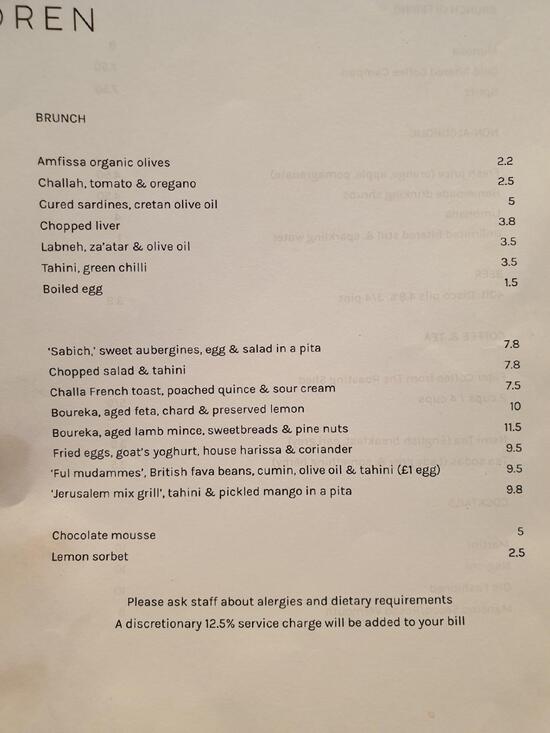 Menu at OREN pub & bar, London