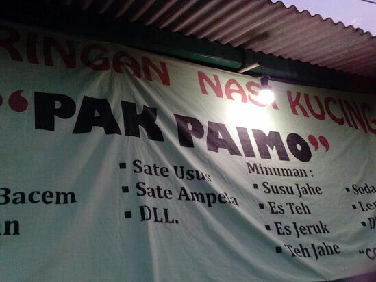 Menu at Angkringan Paimo cafe, Karawang