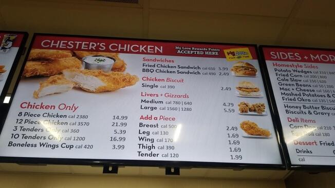 Menu at Chester's Chicken restaurant, Dodge City