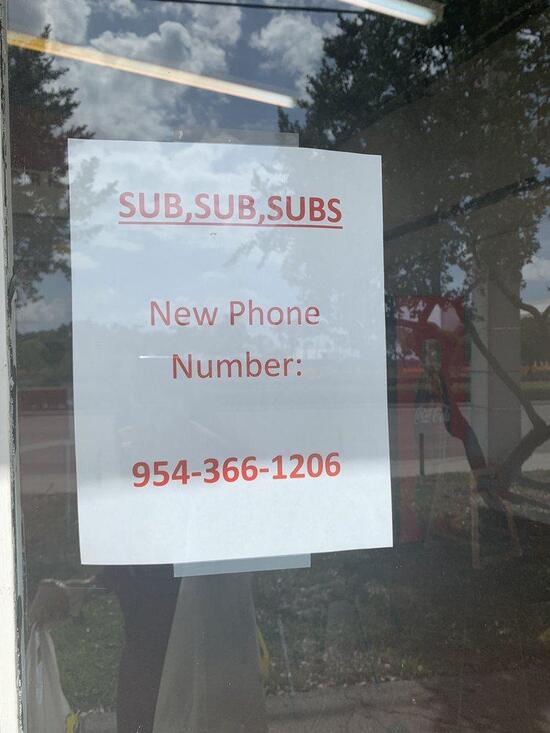 Menu at Subs Subs Subs, Pompano Beach