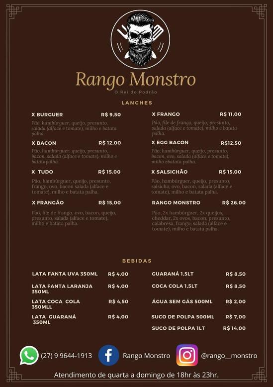 Menu em Rango Monstro pub & Bar, Serra
