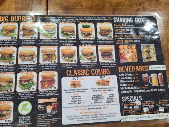 Menu at Bros Craft Burger restaurant, Los Fresnos