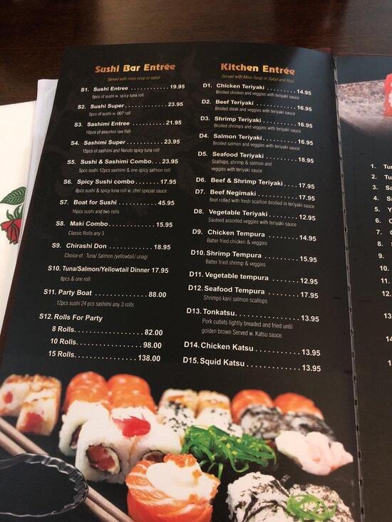 Menu at Sushi Kazuki restaurant, River Vale