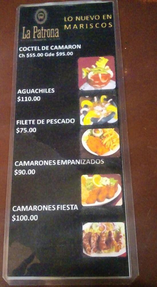Menu at La Patrona Restaurante-Bar, Pedro Meoqui