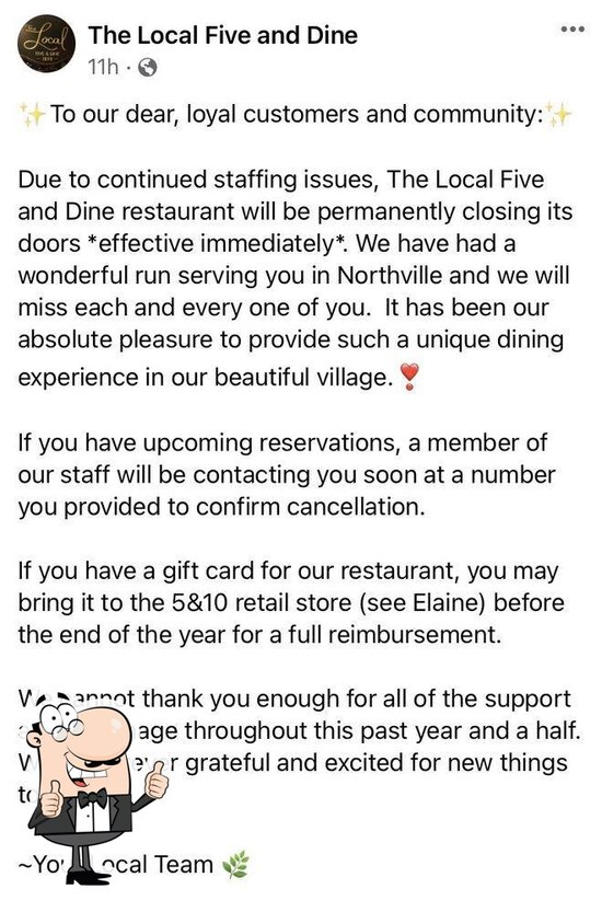 Menu at The Local Five and Dine pub & bar, Northville