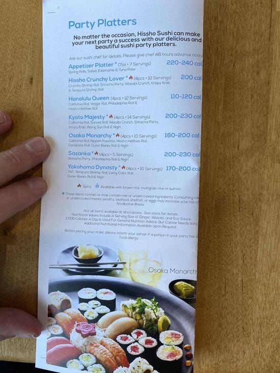 Menu at Hissho Sushi & Craft Beer Bar, Rogers