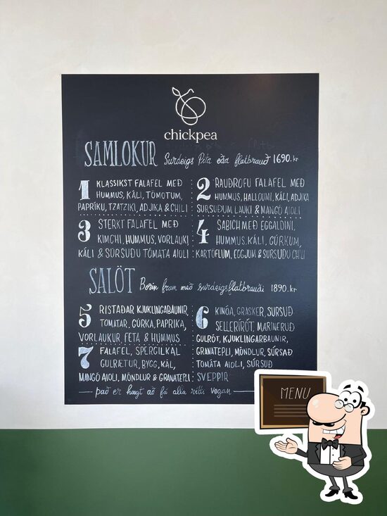 Menu at Chickpea restaurant, Reykjavík
