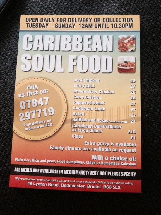 Caribbean Soul Food in Bristol - Restaurant menu and reviews