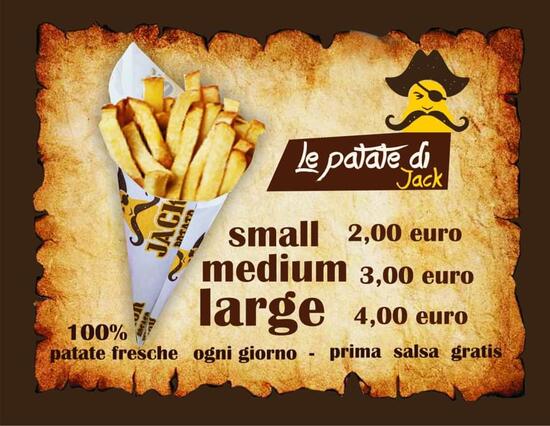Menu da Jack Potato ristorante, Iglesias