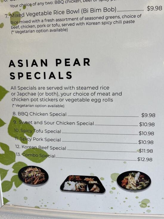 Carta del restaurante Asian Pear, Albuquerque, San Pedro Dr NE ste d