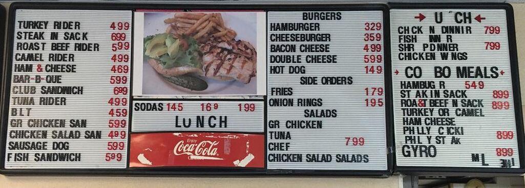 Menu at Oasis Sandwich Shop restaurant, Jacksonville, 866 Edgewood Ave N