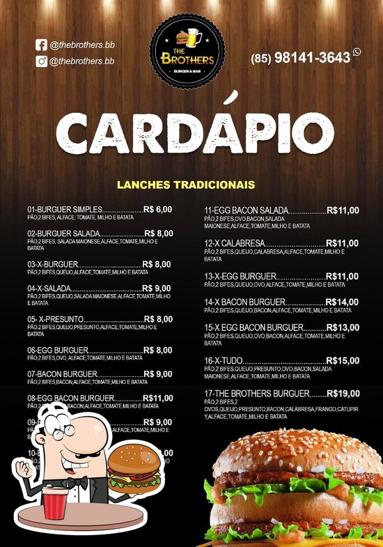 Menu em The Brothers Burger/Pizza restaurante, São Gonçalo do Amarante