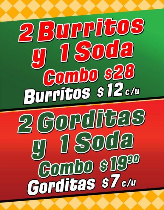 Menu at TACO Fiesta restaurant, Ciudad Juarez