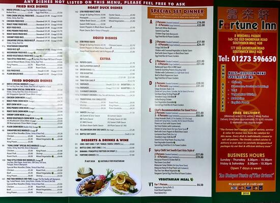 Menu at Fortune Inn fast food, Hove