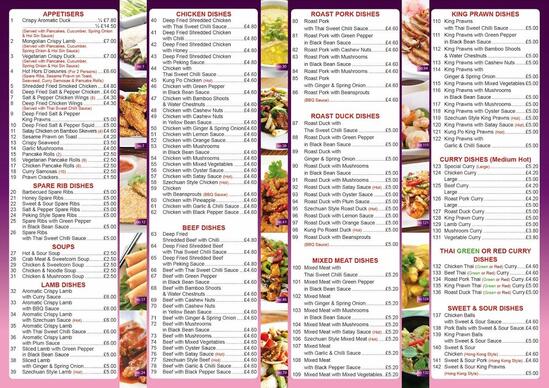 Menu at Hon's Kitchen restaurant, Poole