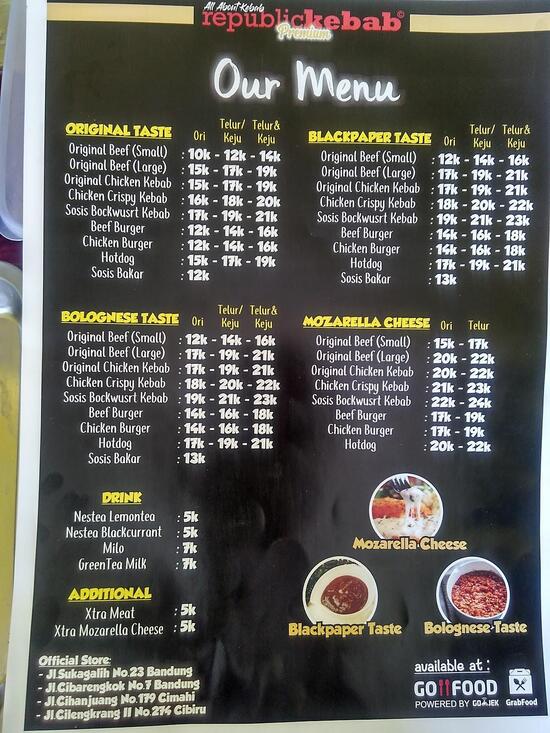 Menu at Republic Kebab Premium Cilengkrang, Bandung