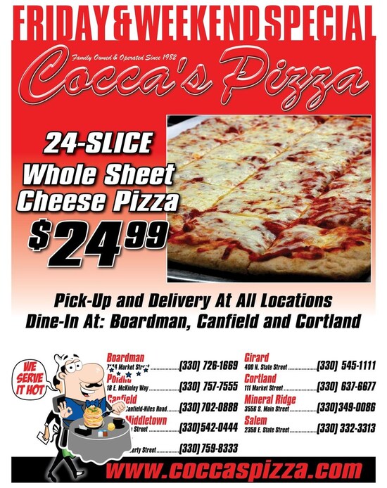 Cocca's Pizza, New Middletown - Restaurant menu, prices and reviews