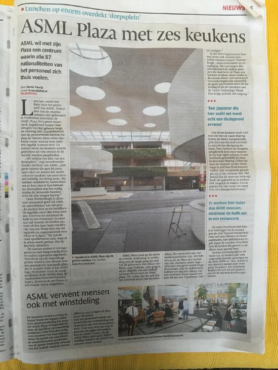 Menu at ASML Plaza, Veldhoven